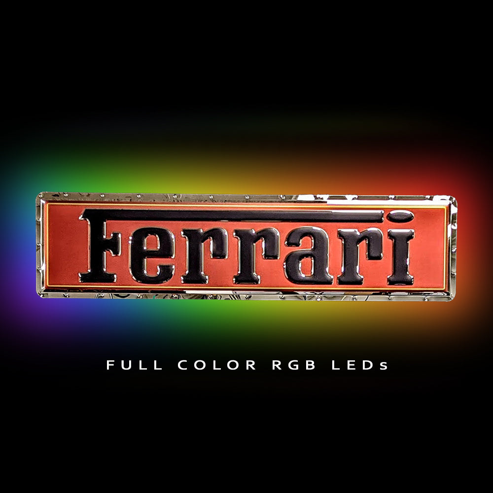 Ferrari Script Metal Sign – Chrome Domz