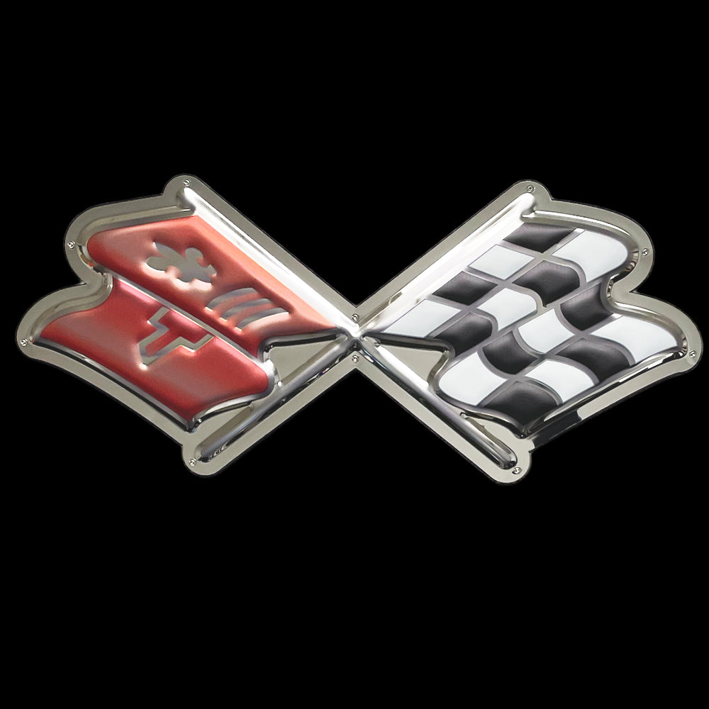 Corvette C3 Flags Metal Sign – Chrome Domz