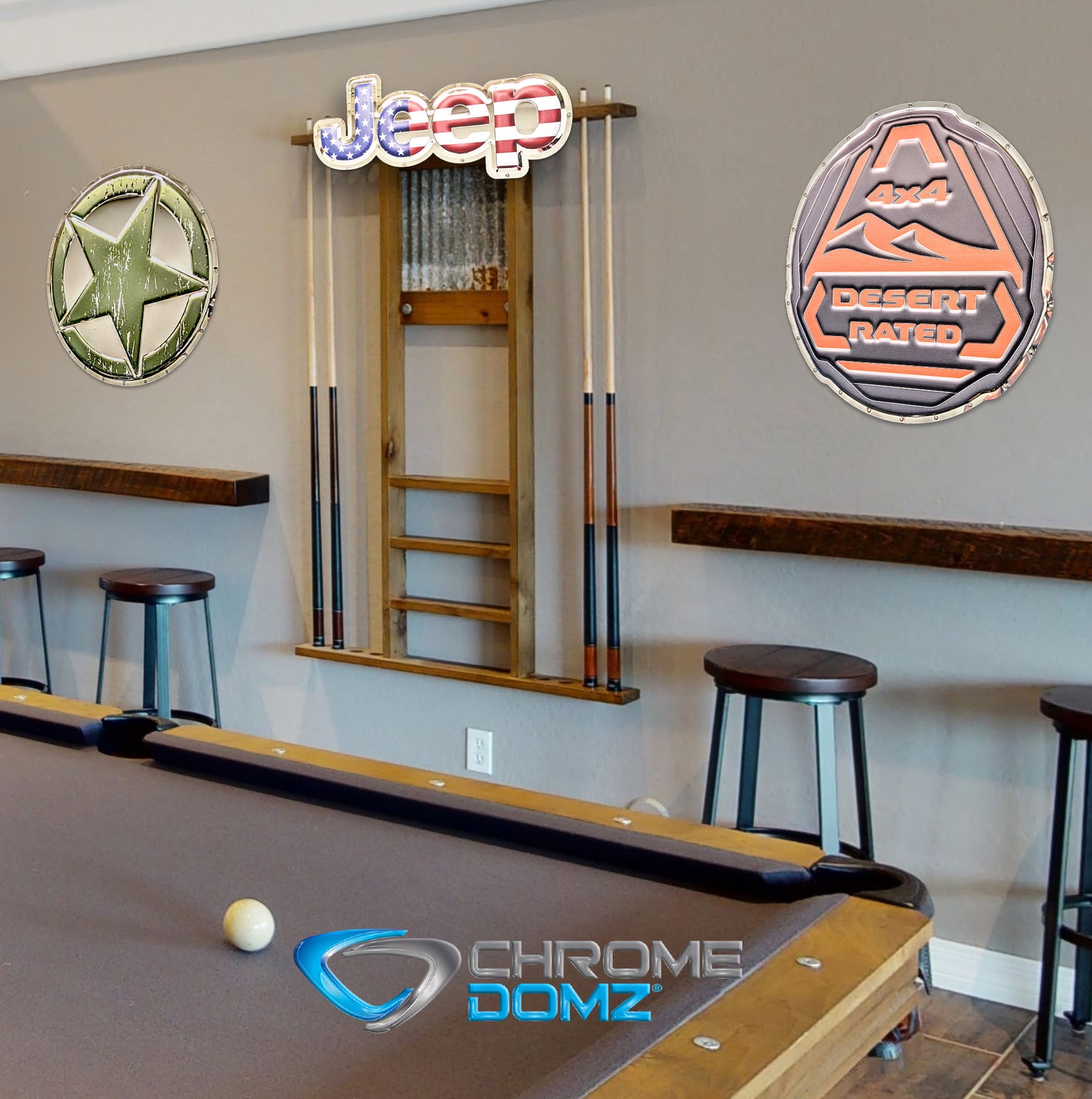 Jeep Logo Metal Sign – Chrome Domz