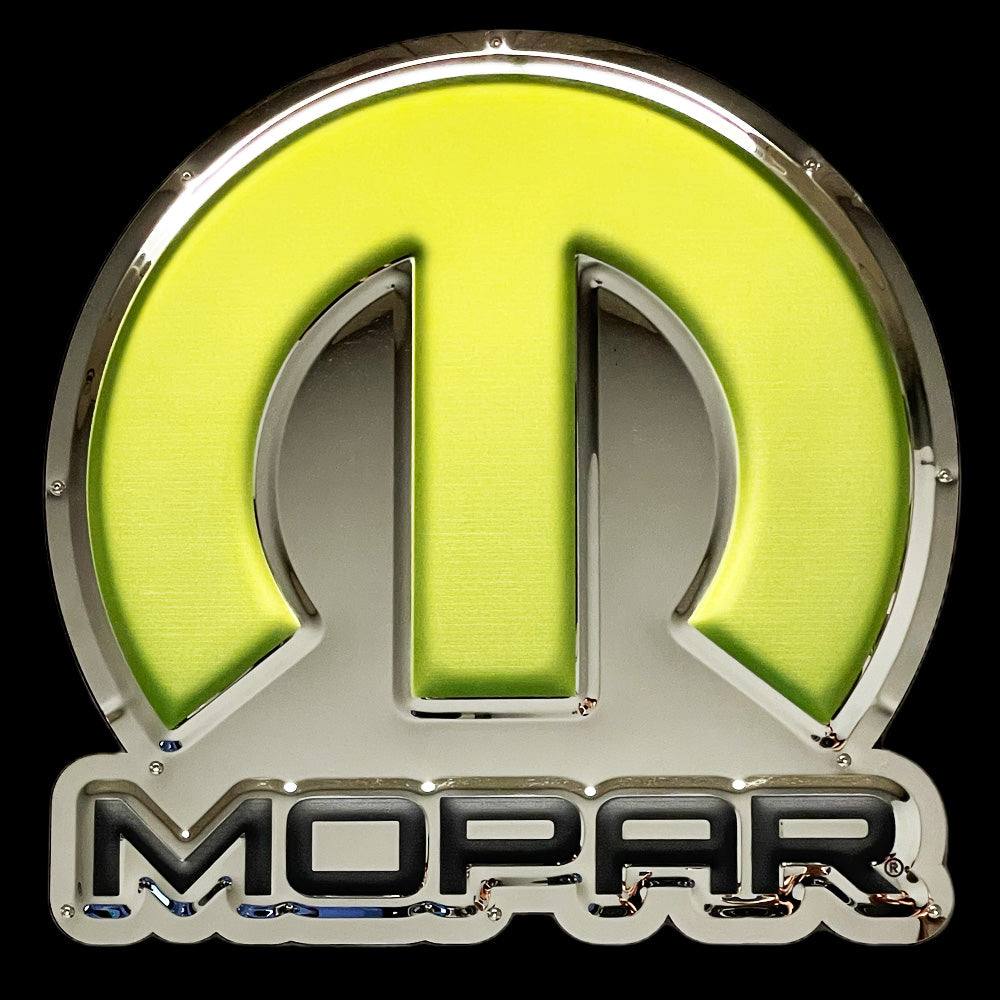 MOPAR Omega Logo Metal Sign – Chrome Domz