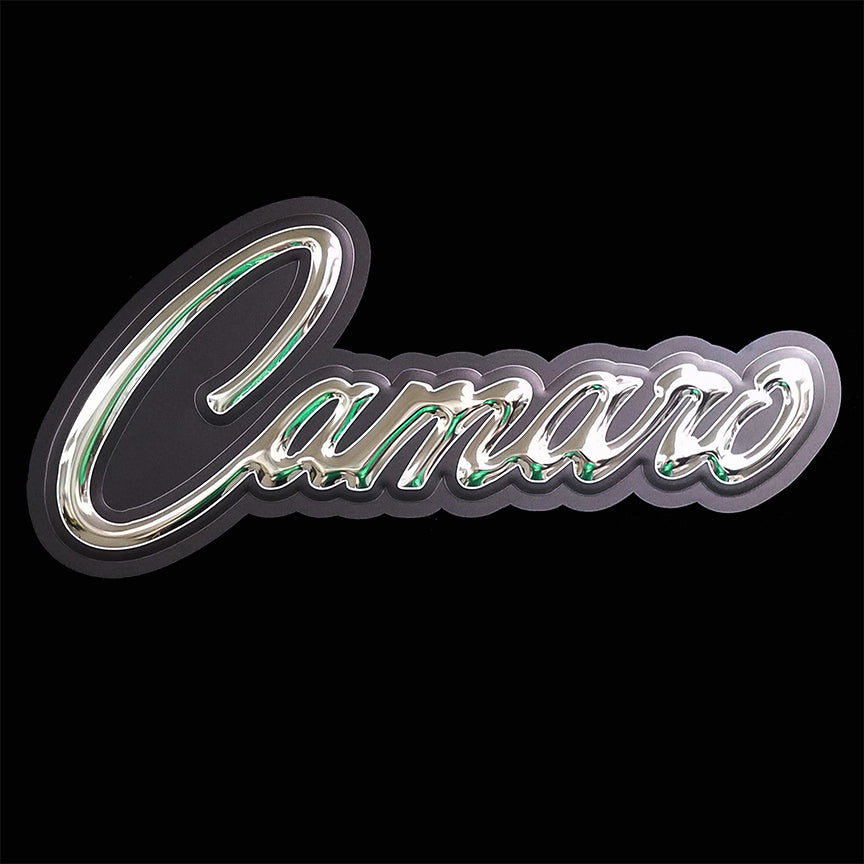 Camaro Script Metal Sign – Chrome Domz