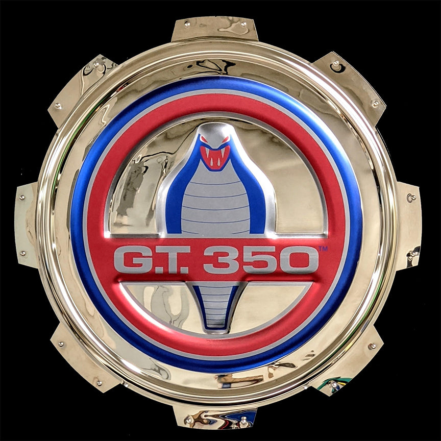 Shelby GT 350 Red and Blue "Gas Cap" Metal Sign – Chrome Domz