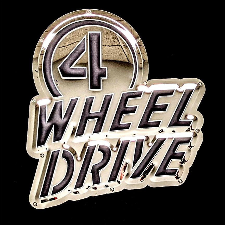 Willy's Wheeler 4 Wheel Drive Logo Metal Sign – Chrome Domz