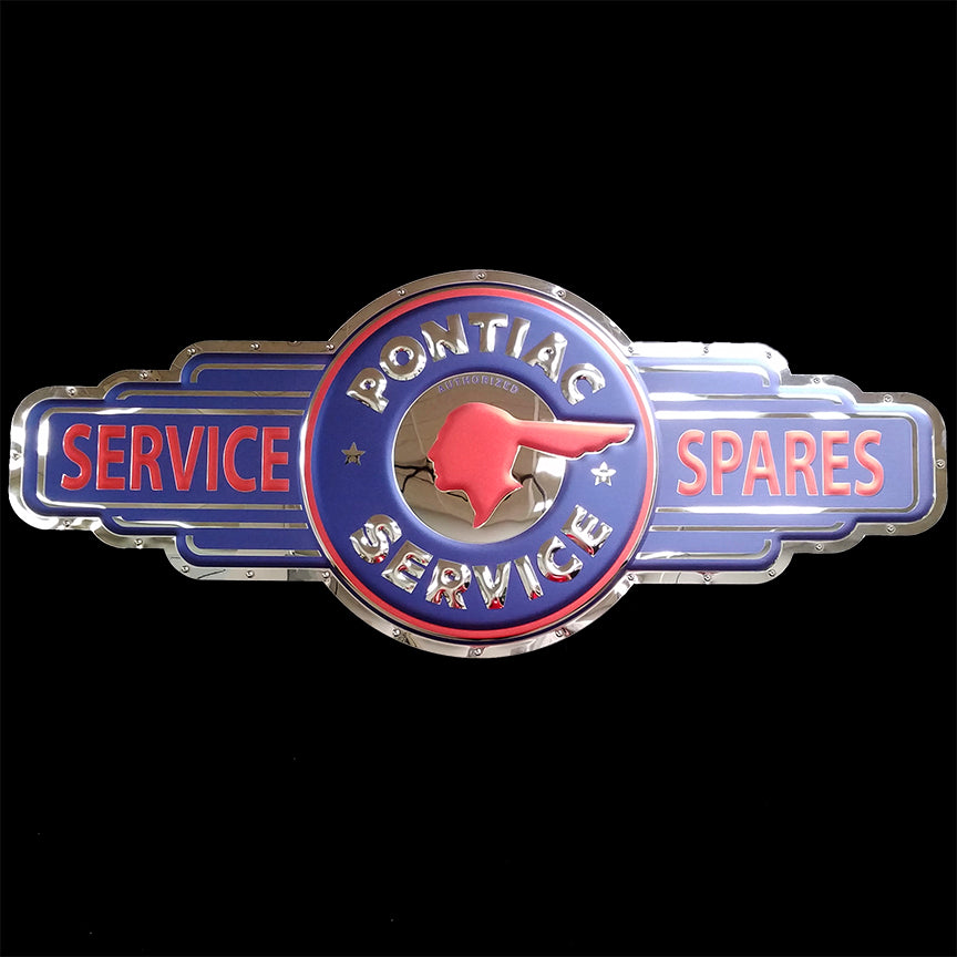 Pontiac Service/Spares Metal Sign – Chrome Domz